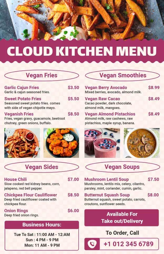 Cloud Kitchen Menu Templates Customize Download Free 