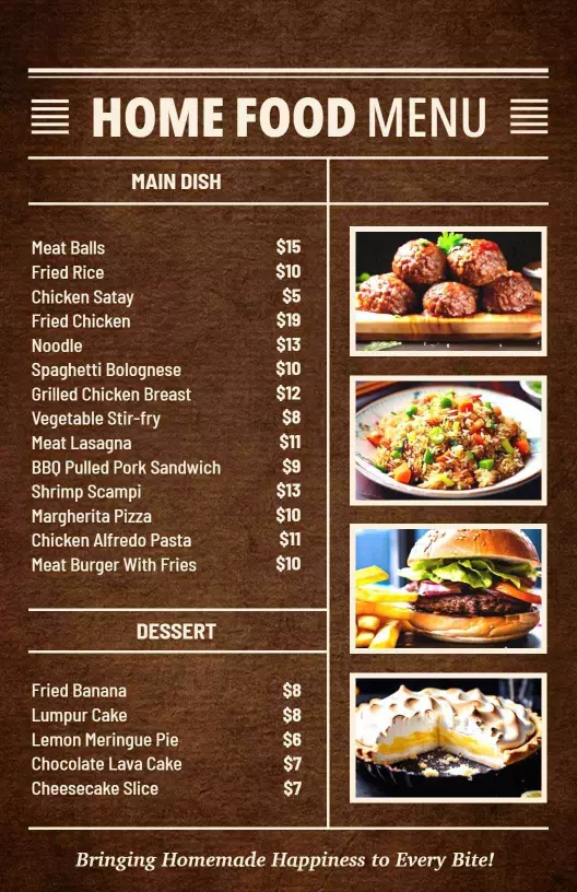 Homemade Menu Templates Customize Download Free 